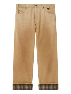 GOLDEN GOOSE Check Detailed Gradient Trousers - Beige