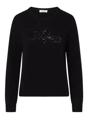 Liu Jo Jewel-embroidered Crew Neck Sweater - Black