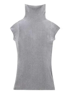 Giorgio Armani Slim Fit Cup Sleeve Ribbed Turtleneck Jumper - Grey