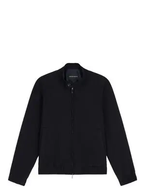 Emporio Armani Light Wool Stretch Seersucker Blouson - Black