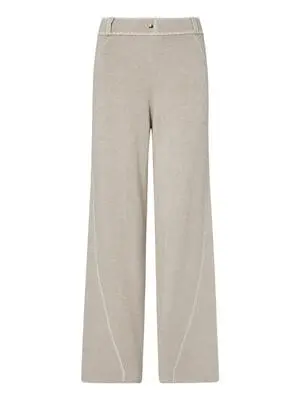 Liu Jo Wide Leg Trousers With Contrast Stitching - Beige