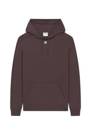 COURREGES Logo-patch Cotton Hoodie - Burnt Red