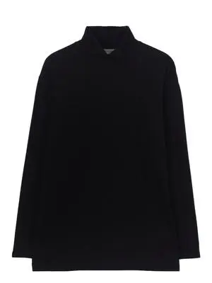 Yohji Yamamoto Soft Single Jersey High Neck Long Slv Tee - Black
