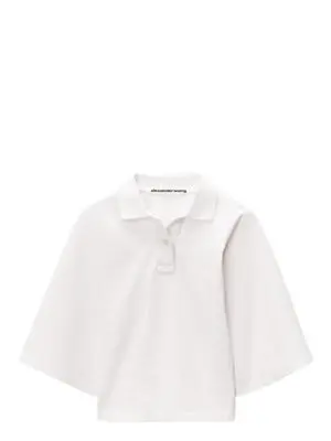 Alexander Wang Draped Sleeve Fitted Polo - Vintage White
