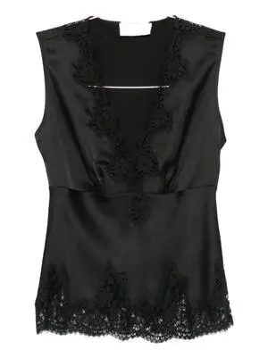 ERMANNO FIRENZE Lace-trim Sleeveless Top - Black