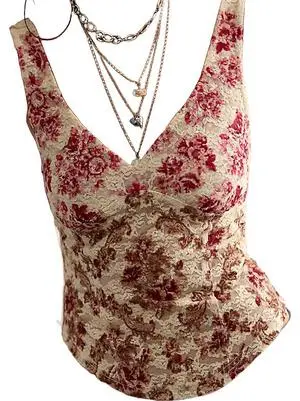 Free People Skylar Lace Corset Top - Tea Combo