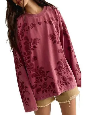 THE TALES Paisley Long Sleeve Top - Burnt Red