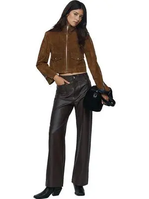 Maeve Colette Faux-leather Wide-leg Pants - Java