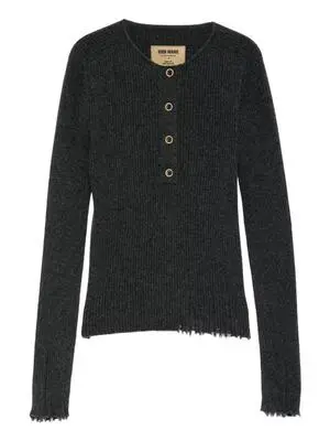 UMA WANG Ribbed-knit Button-up Jumper - Grey