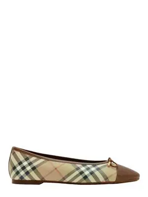 Burberry Burberry Checked Canvas Highgate Ballerinas Neutrals