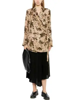 UMA WANG Floral Print Wrap Jacket Neutrals