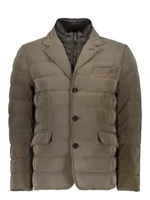 MOORER Padded Button-front Jacket With Notch Lapels - Neutrals