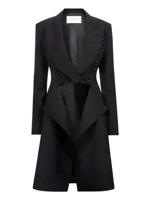 Nina Ricci Jacquard Frogging-detail Coat - Black