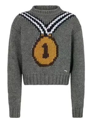 Dsquared2 Intarsia-knit Crew-neck Sweater - Grey