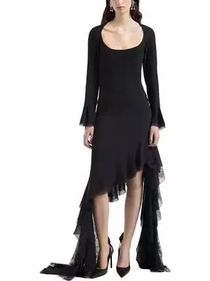 Nina Ricci Asymmetrical-hem Midi Dress - Black