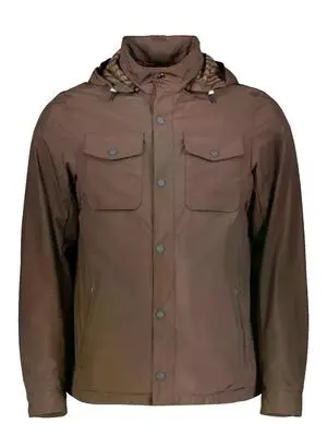 MOORER Hooded Press-stud Jacket - Brown