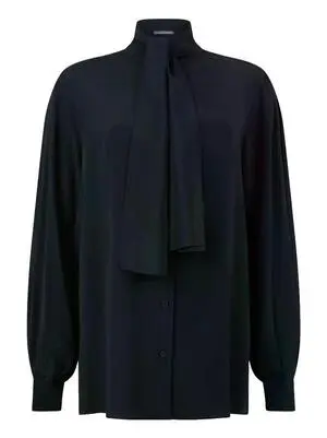Alberta Ferretti Pussy-bow Long-sleeved Shirt - Black