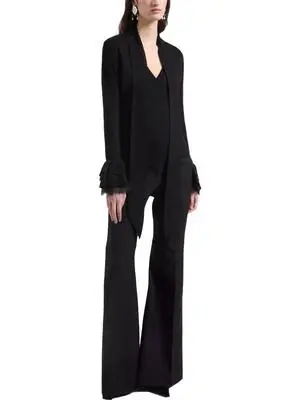 Nina Ricci Lace-trimmed Ruffled Cuff Sweater - Black