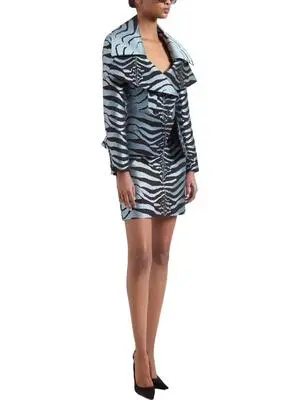 Nina Ricci Tiger Jacquard Double-breasted Jacket - Blue