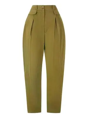 Alberta Ferretti Pleated Cropped Trousers - Green
