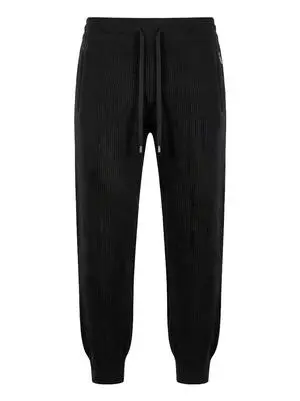 MOORER Ribbed Knit Drawstring Track Pants - Black