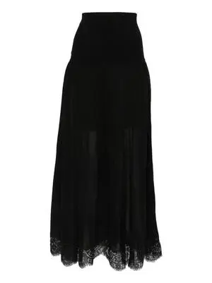 Zimmermann ZIMMERMANN Valiant Lace-Trim Pleated Maxi Skirt Black
