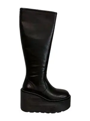 VIC MATIE Xavier Platform Wedge Boots - Brown