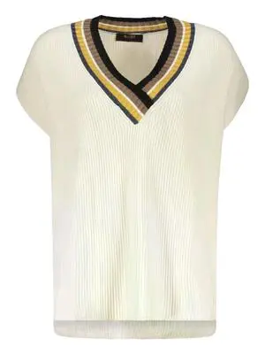 MOORER Moorer Ribbed Knit V-Neck Top