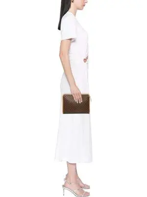 Celine Macadam Coated Canvas Clutch Bag - Brown