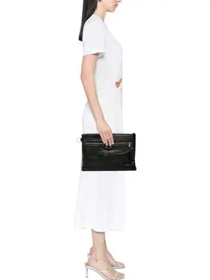 Balenciaga 2016 Lambskin Motocross Classic Clip M Clutch Bag - Black