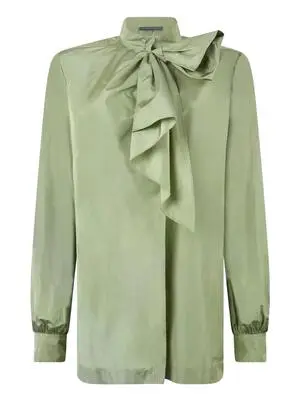 Alberta Ferretti Long-sleeved Shirt With Bow Detail - Green