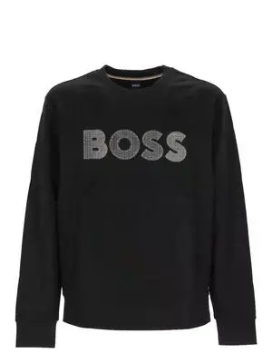 BOSS Logo Patch Crew Neck Sweater - Black