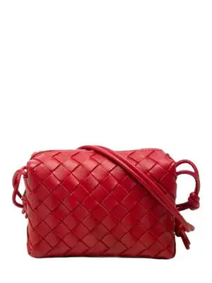 Bottega Veneta 2021-2026 Mini Lambskin Intrecciato Loop Camera Bag Crossbody Bag Red