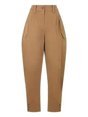 Alberta Ferretti Pleated Cropped High-waisted Trousers - Brown
