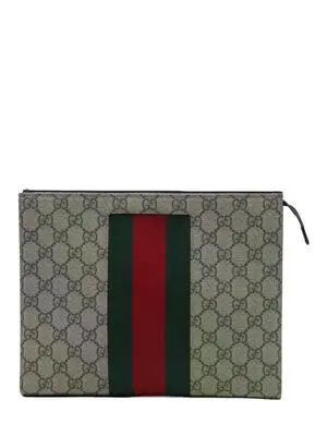 Gucci Gg Supreme Web Clutch Bag - Neutrals