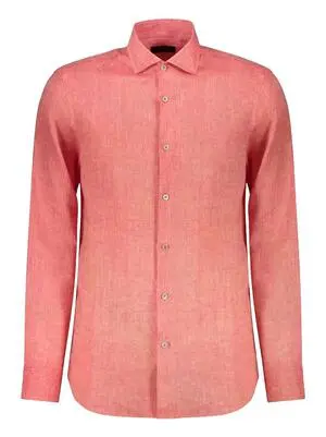 MOORER Button-up Linen Shirt - Red
