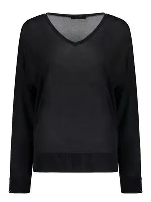 MOORER Renee V-neck Long-sleeve Sweater - Blue