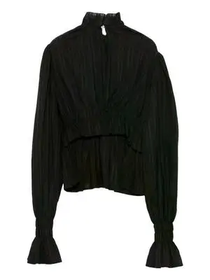 ANN DEMEULEMEESTER High Neck Ruffled Blouse - Black