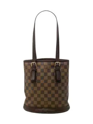 LOUIS VUITTON Damier Ebene Marais Bucket Bag - Brown
