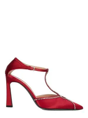 Alberta Ferretti Crystal-embellished T-bar Pumps - Red