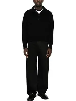 AMI Paris Button-up Sweater - Black