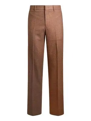 ETRO ETRO Straight-Leg Wool-and-Cashmere Trousers With Feathers And Micro Houndstooth