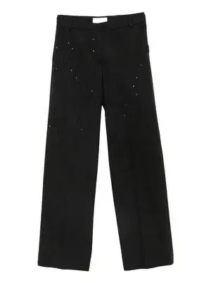 ERMANNO FIRENZE Sequin-embellished Pinstriped Trousers - Black