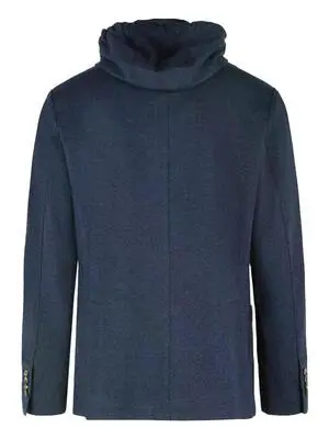 Eleventy Herringbone Hooded Blazer - Blue