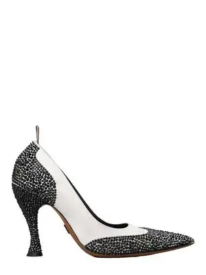 Thom Browne Crystal-embellished Wingtip Pumps - White