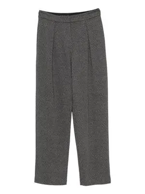 Emporio Armani Herringbone Pleated Trousers - Black