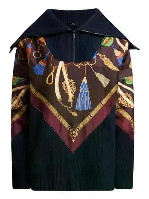 Etro Wool And Cashmere Sweater With Silk Insert - Blue