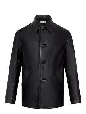 FURSAC Button-front Leather Jacket - Black