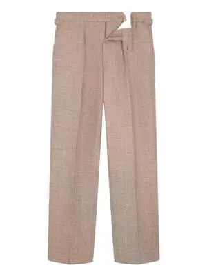 FURSAC Beige Wool Herringbone Pattern Tailored Trousers - Neutrals