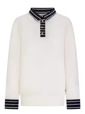 HOUSE OF GRAVITY HOUSE OF GRAVITY Long-Sleeve Striped Trim Polo Shirt